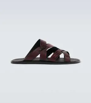 Manolo Blahnik Marvin Croc-effect Leather Slides - Red