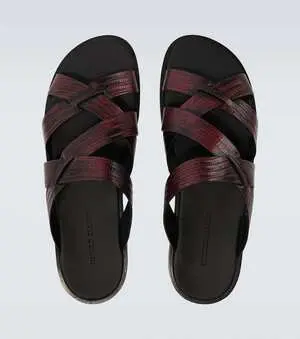 Manolo Blahnik Marvin Croc-effect Leather Slides