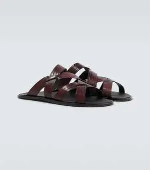 Manolo Blahnik Marvin Croc-effect Leather Slides