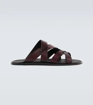 Manolo Blahnik Marvin Croc-effect Leather Slides - Red