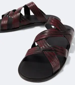 Manolo Blahnik Marvin Croc-effect Leather Slides