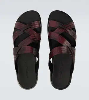 Manolo Blahnik Marvin Croc-effect Leather Slides