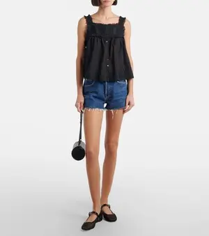 DÔEN Fidella Lace-trimmed Cotton Top - Black
