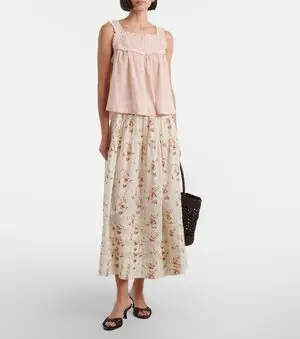 DÔEN Fidella Lace-trimmed Cotton Top - Pink