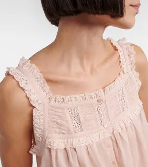 DÔEN Fidella Lace-trimmed Cotton Top - Pink
