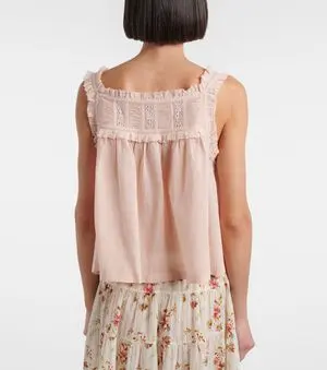 DÔEN Fidella Lace-trimmed Cotton Top - Pink