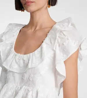 Dorothee Schumacher Embroidered Ruffled Cotton Top