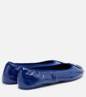 Tory Burch Reva Travel Leather Ballet Flats - Blue
