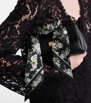 Dolce & Gabbana Floral Silk Twill Scarf - Black