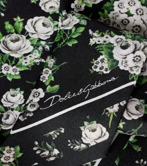 Dolce & Gabbana Floral Silk Twill Scarf - Black
