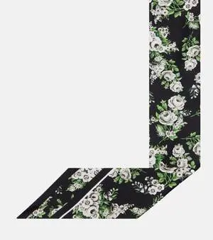 Dolce & Gabbana Floral Silk Twill Scarf - Black