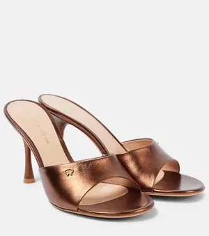 GIANVITO ROSSI Leather Mules - Brown
