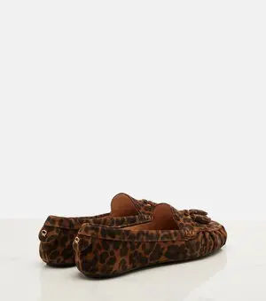 GIANVITO ROSSI Thea Leopard Print Suede Loafers - Brown