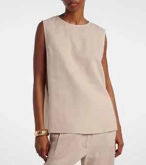 Asceno Trento Linen Top - Beige