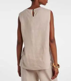Asceno Trento Linen Top - Beige