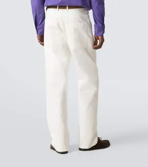 Plan C Belted Straight Leg Jeans - White