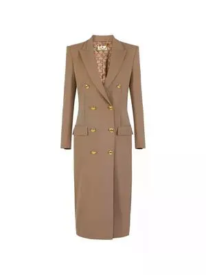 Elisabetta Franchi Double-breasted Gabardine Coat - Brown