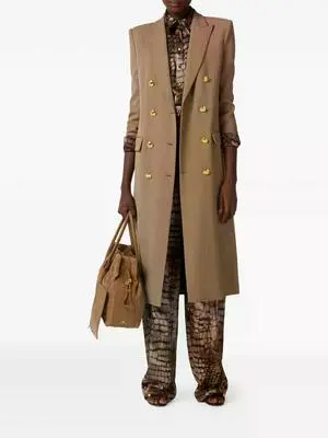 Elisabetta Franchi Double-breasted Gabardine Coat - Brown