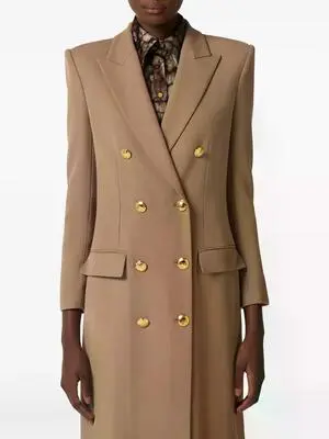 Elisabetta Franchi Double-breasted Gabardine Coat - Brown