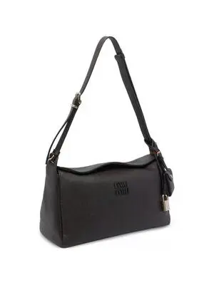 Miu Miu Leather Shoulder Bag With Padlock - Brown