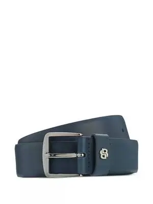 BOSS Syrah Italian Leather Belt With Double-b Monogram - Blue