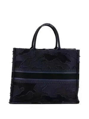 Dior Camouflage Embroidered Canvas Large Tote Bag - Blue