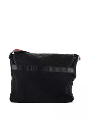 Gucci Web Strap Flap Messenger Gg Canvas Medium - Black