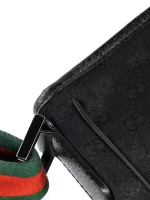 Gucci Web Strap Flap Messenger Gg Canvas Medium - Black