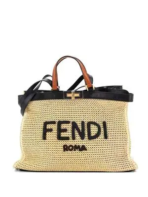 Fendi Peekaboo X-raffia Medium Tote Bag