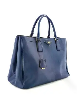 Prada Saffiano Leather Large Tote Bag - Blue