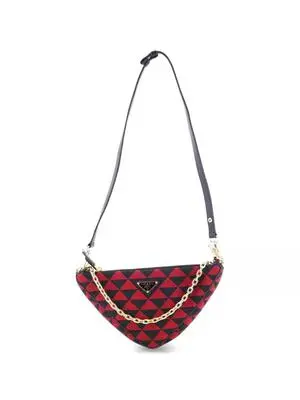 Prada Double Symbole Triangle Mini Shoulder Bag - Black