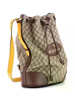 Gucci Neo Vintage Drawstring Bucket Gg Coated Canvas Large Backpack
