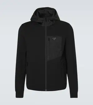 Prada Re-nylon And Cotton-blend Hoodie - Black