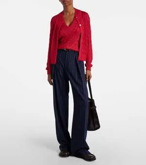 Ralph Lauren Cable-knit Halterneck Silk Top - Red