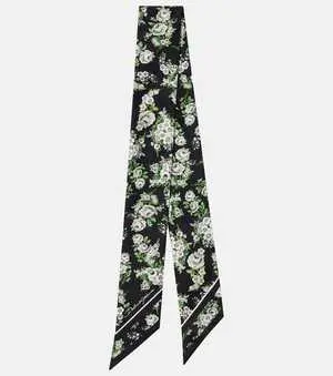 Dolce & Gabbana Floral Silk Twill Scarf - Black
