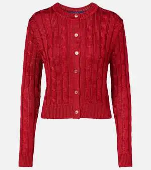 Ralph Lauren Cable-knit Silk Cardigan - Red