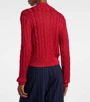 Ralph Lauren Cable-knit Silk Cardigan - Red