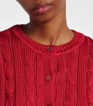 Ralph Lauren Cable-knit Silk Cardigan - Red