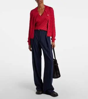 Ralph Lauren Cable-knit Silk Cardigan - Red
