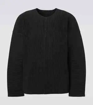 Issey Miyake Monthly Colors Pleated Henley Shirt - Black