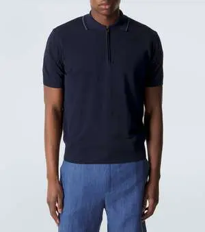 Canali Cotton Zip-up Polo Shirt