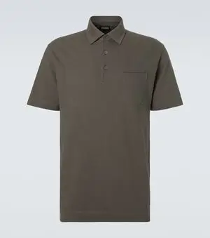 Zegna Cotton Pique Polo Shirt - Grey