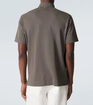 Zegna Cotton Pique Polo Shirt - Grey