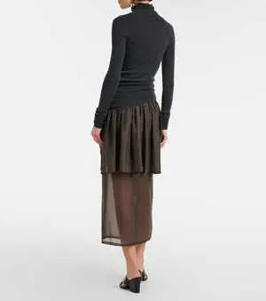 LEMAIRE Draped Silk Midi Skirt