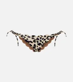 Marysia Tie Side Scalloped Bikini Bottoms In Cheetah Print