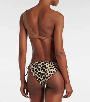 Marysia Tie Side Scalloped Bikini Bottoms In Cheetah Print