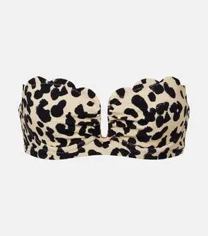 Marysia Lisbon Leopard-Print Bikini Top Beige