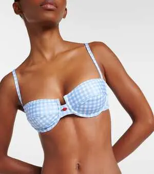 BANANHOT Esme Gingham Bikini Top - Blue