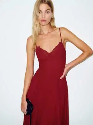 REFORMATION Petites Laia Midi Dress - Red