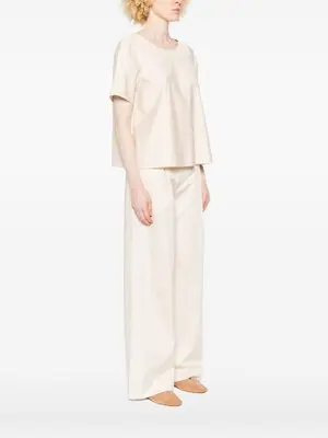 SUSANNE BOMMER Short Sleeve Pleated Cotton T-shirt - White
